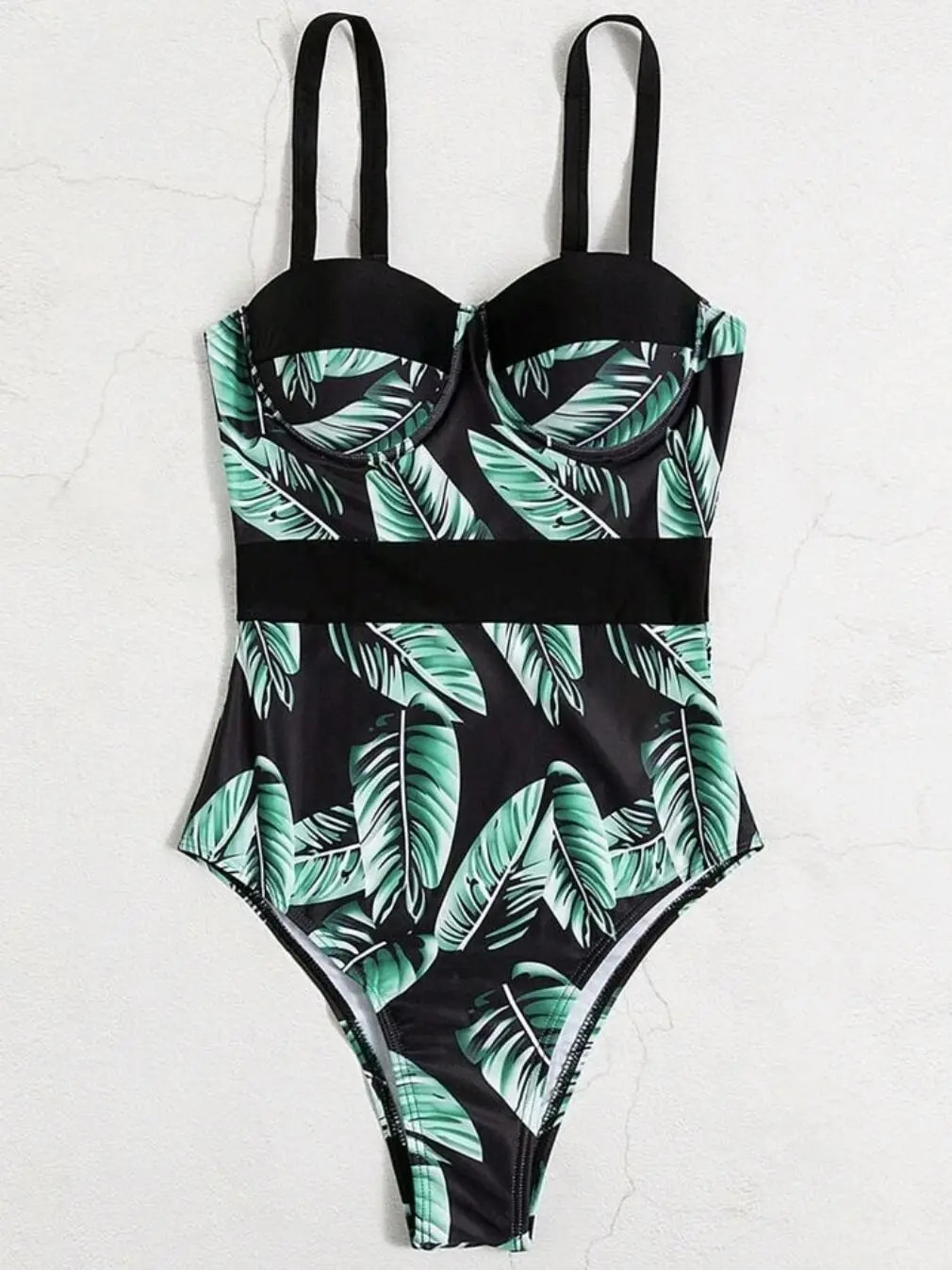 Push Up One Piece Swimsuit Sexy Swimwear Women Tropical Printed Bathing ...
