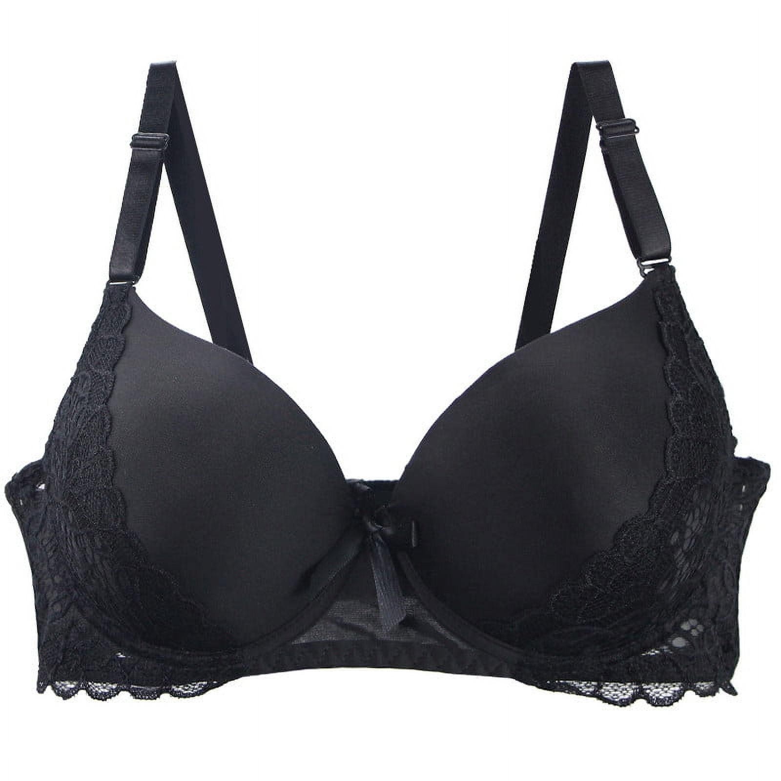 Push Up Thick Padded Bra for Women Plunge Underwire Lace Bra Lift ...