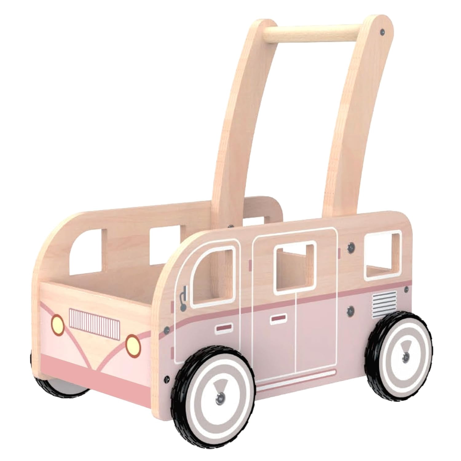 Push Walker Bus-Wooden Baby Walker for Boys and Girls, Stand & Learn ...