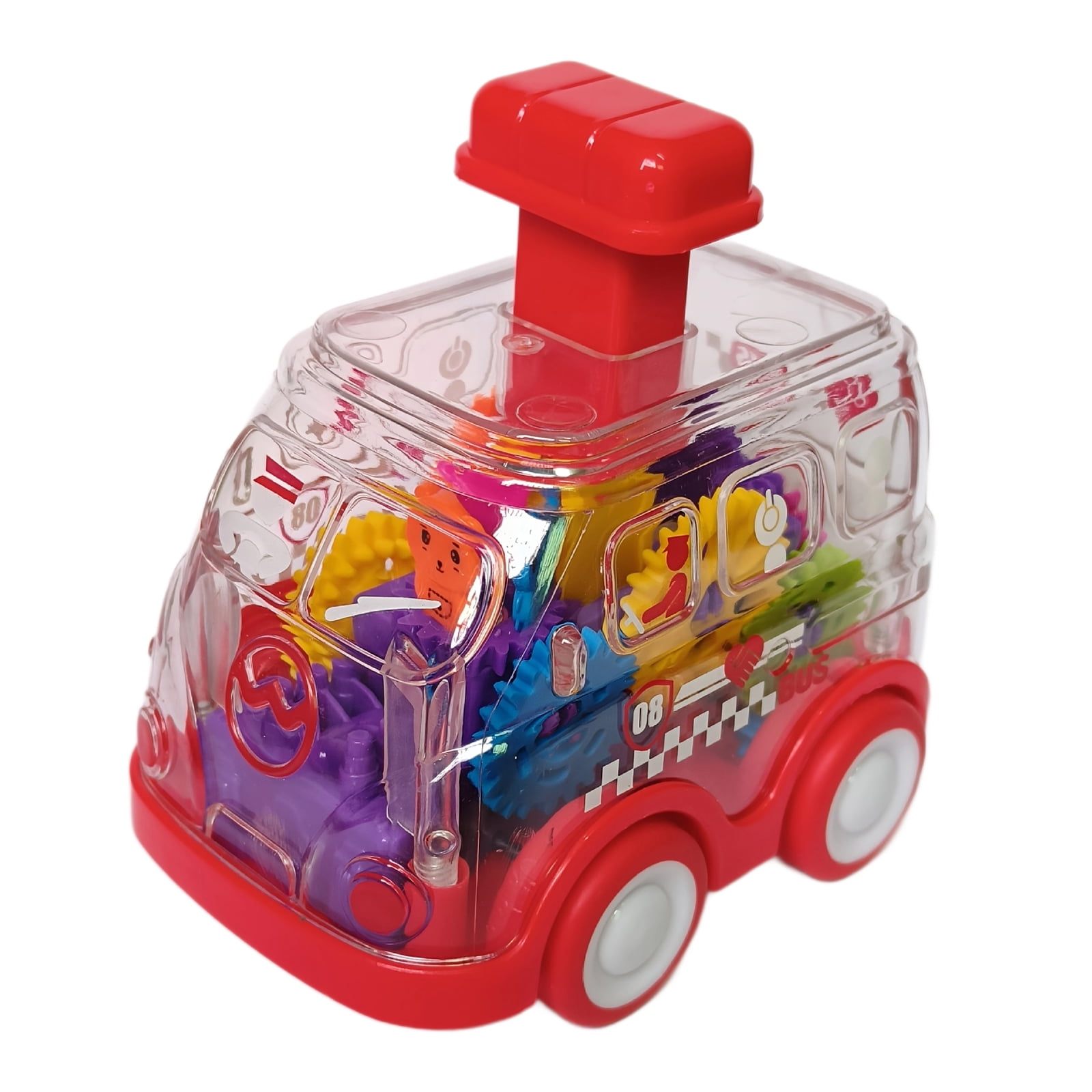 Push and Pull Toy Car for Toddlers, Transparent Gear Car Press-Back ...