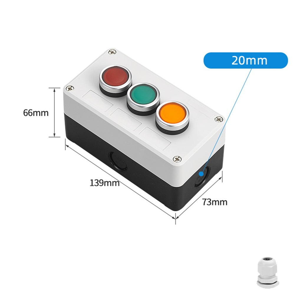 Push button switch control box 22mm inching with button waterproof and ...