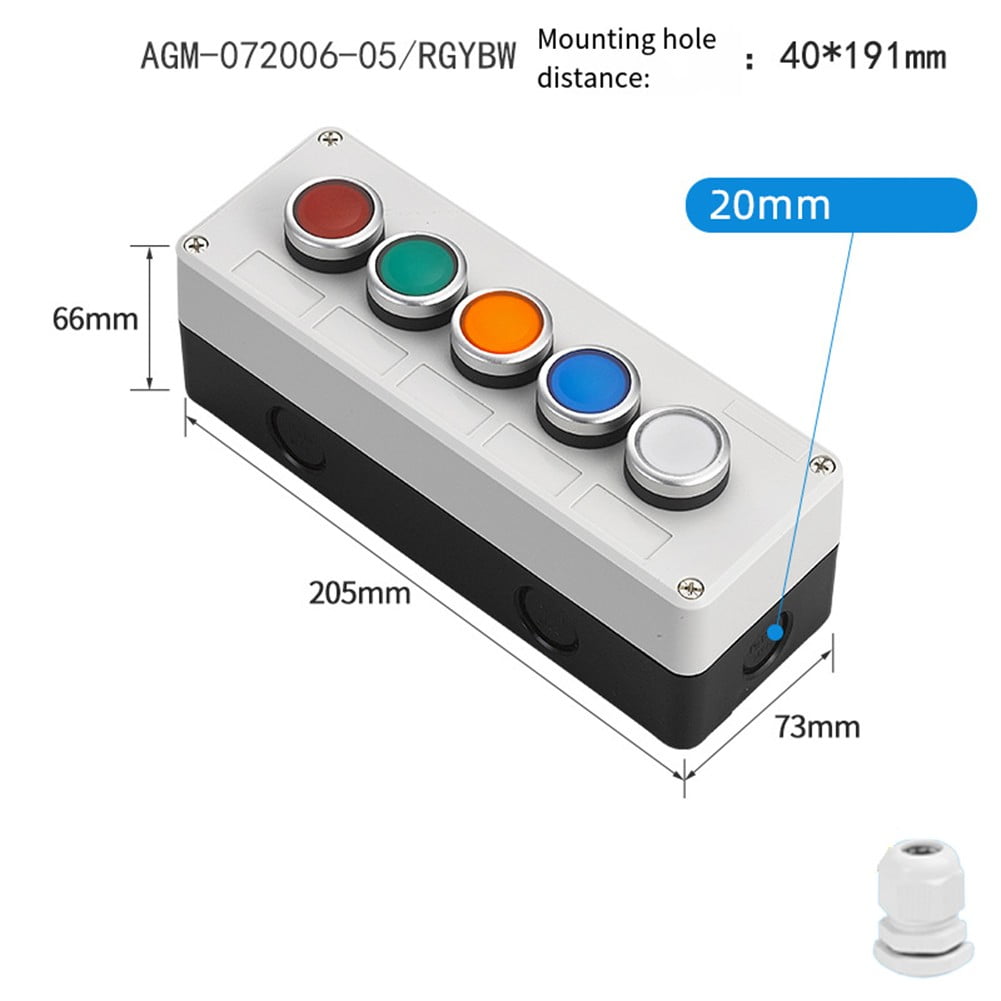 Push button switch control box 22mm inching with button waterproof and ...