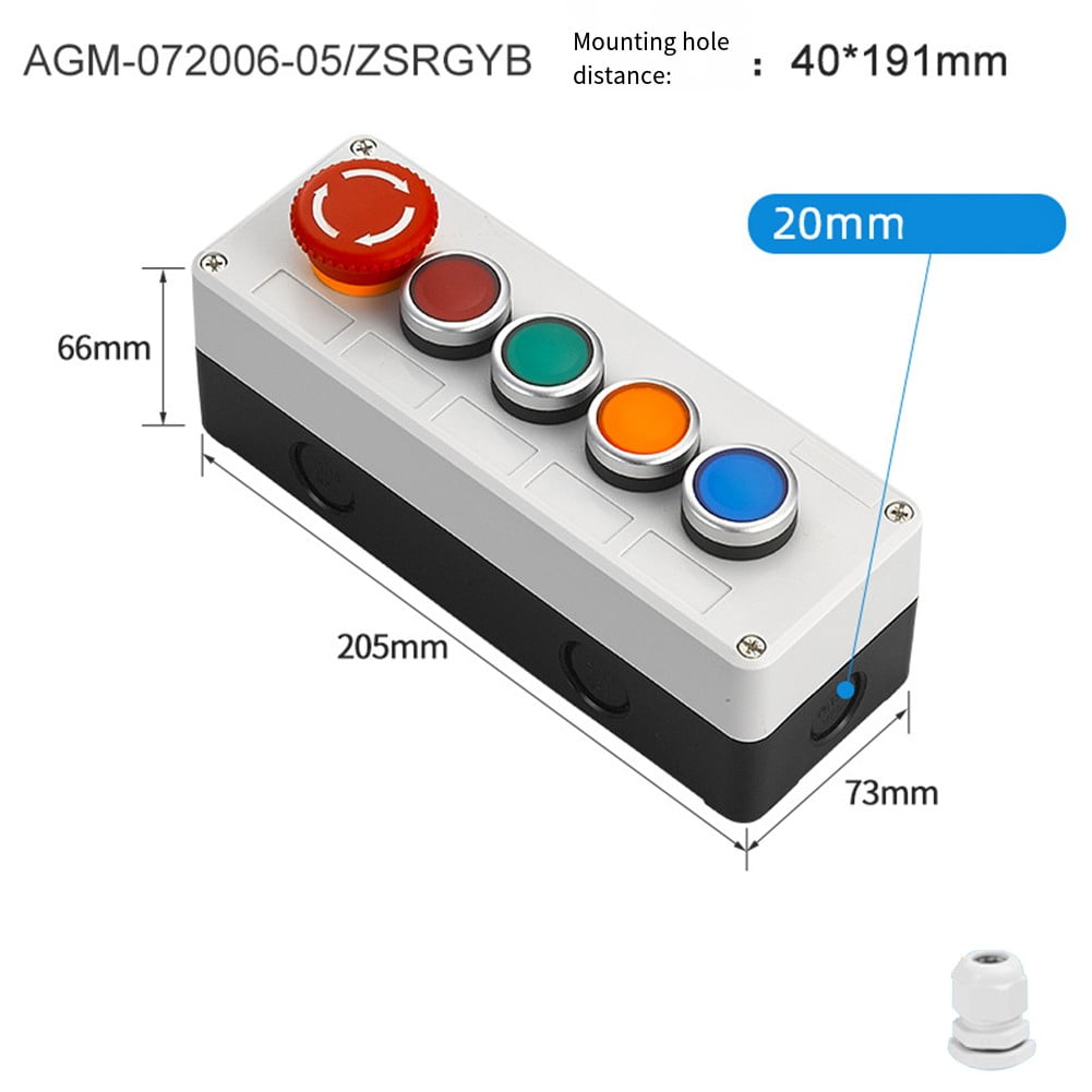 Push button switch control box 22mm inching with button waterproof and ...
