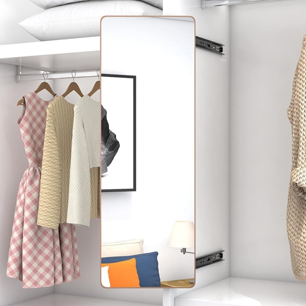 Push-pull Retractable Full-length Mirror Closet Built-in Folding ...