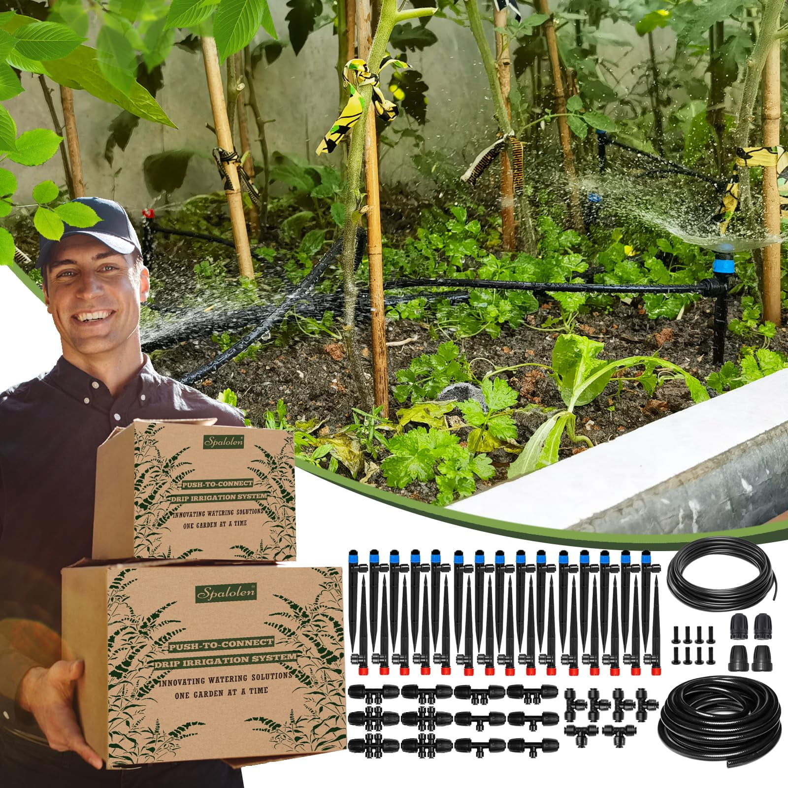 Push-to-Connect Drip Irrigation System Adjustable Irrigation System for ...