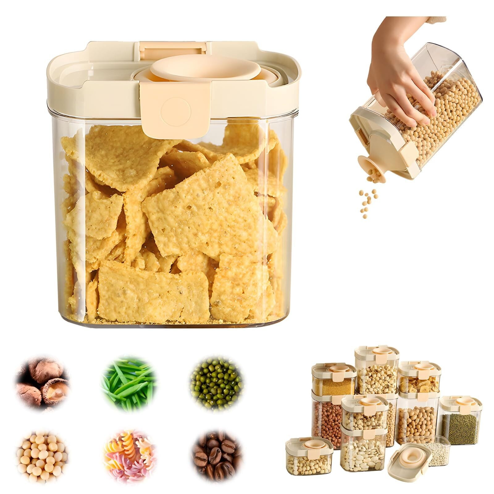 Push-type Sealed Box Storage Jar, Airtight Food Storage Containers with ...