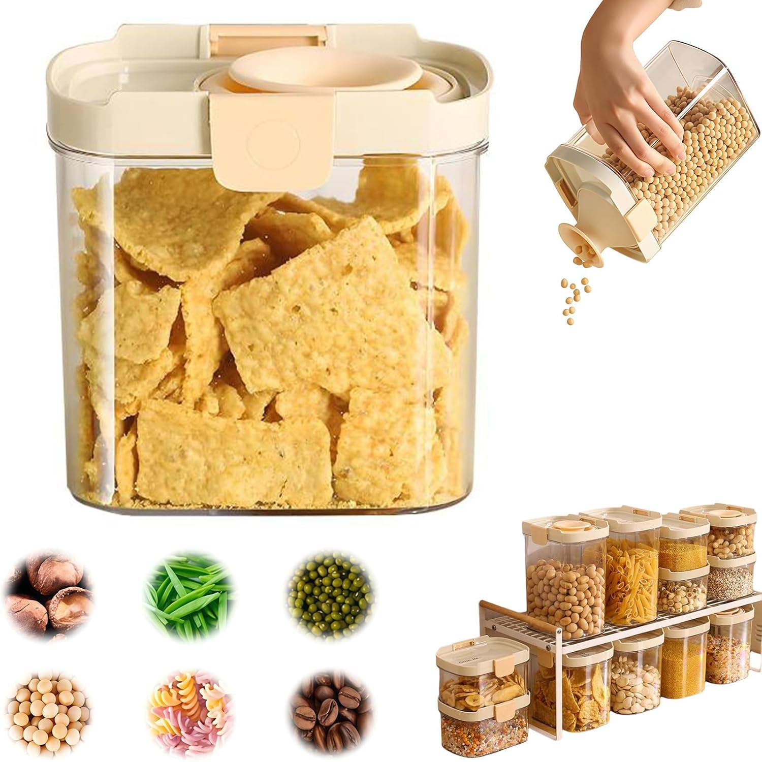 Push-type Sealed Box Storage Jar, Airtight Food Storage Containers with ...