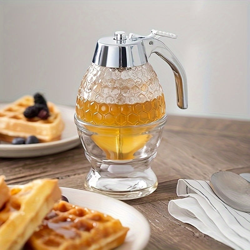 Push-type honey jar-Maple syrup dispenser glass-beautiful honeycomb ...