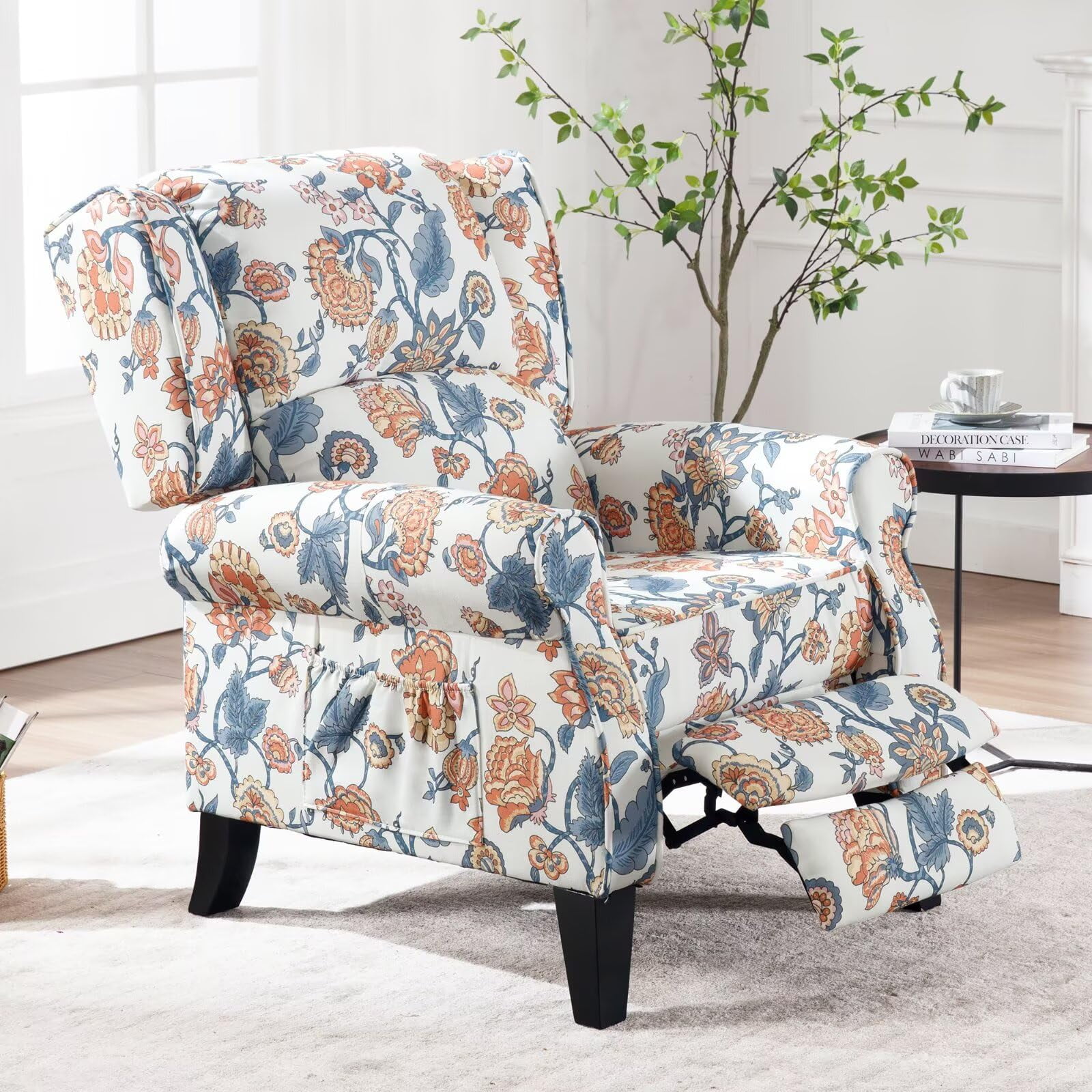 Pushback Recliner Chair, Fabric Armchair Push Back Recliner with ...