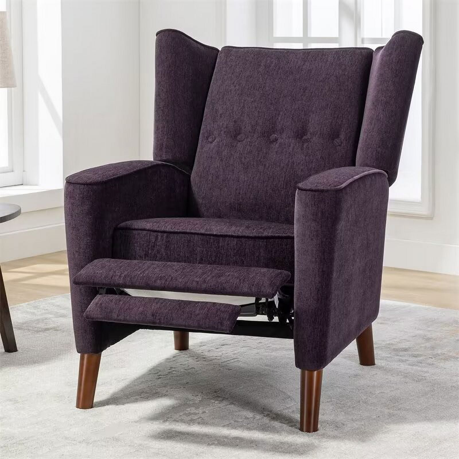 Pushback Recliner Chair, Mid Century Chenille Button Tufted Upholstered ...