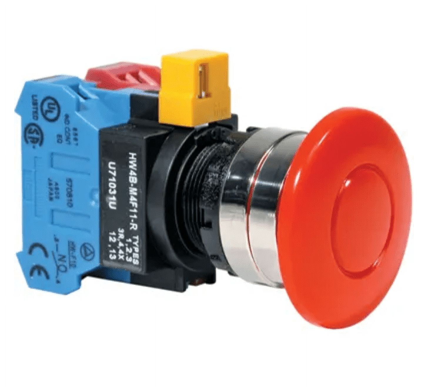 Pushbutton, 22mm, Momentary, Red, Round Operator, 1 NO, 1 NCaIDEC HW4B ...