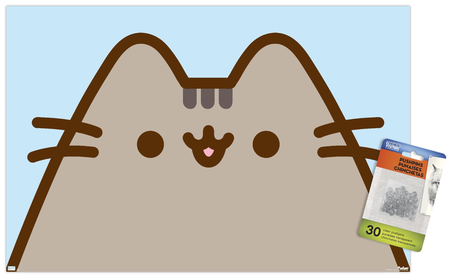Pusheen - Blue Surprise Wall Poster with Push Pins, 14.725" x 22.375 ...