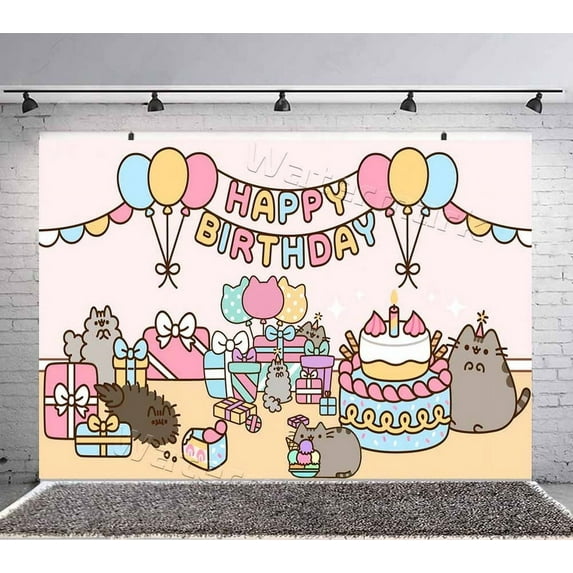Pusheen Cat Backdrop Banner Party Supplies Poster Movie Theme ...