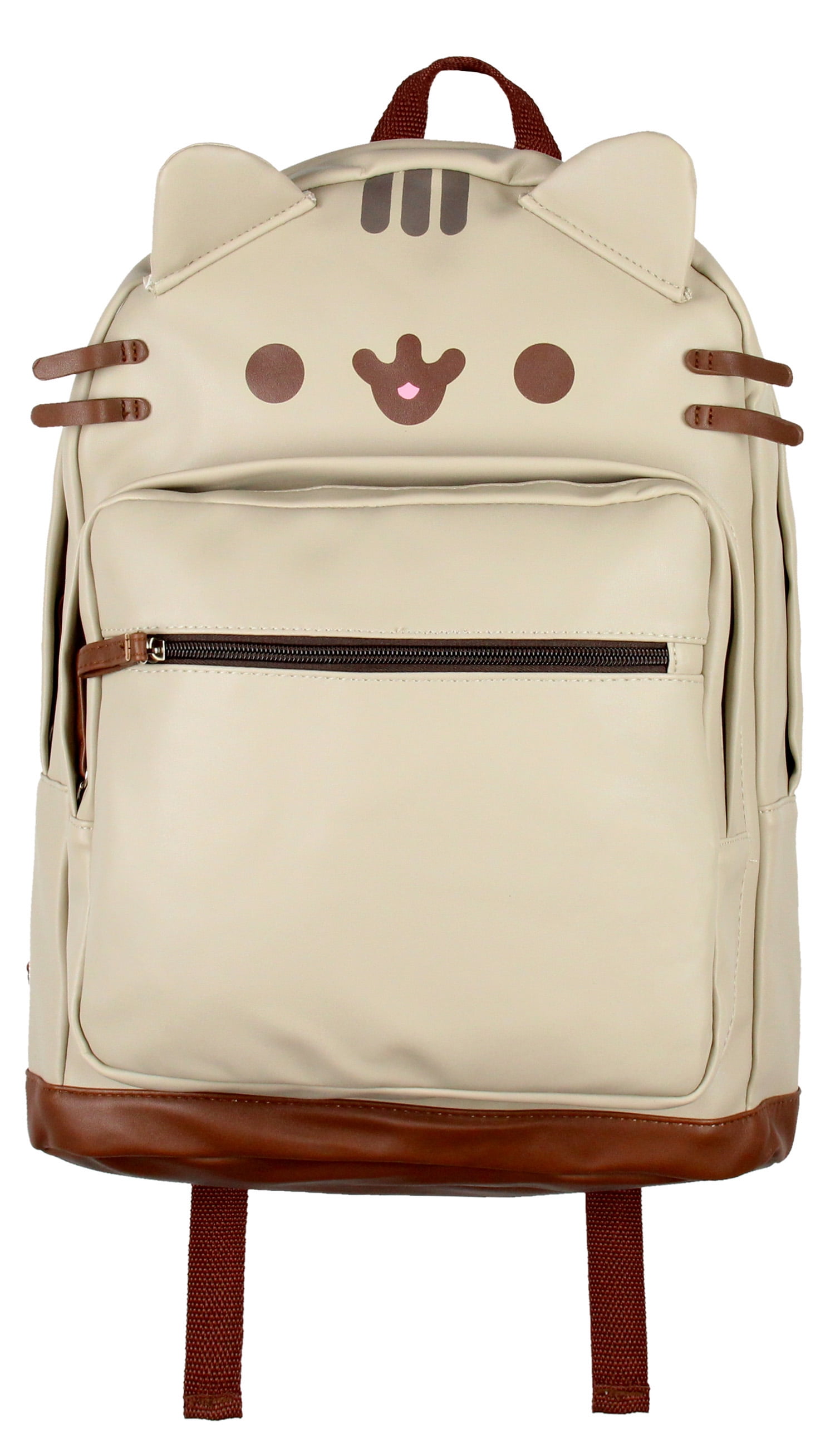 Pusheen Cat Face PU Leather Backpack with 3D Ears and Whiskers Kind and ...