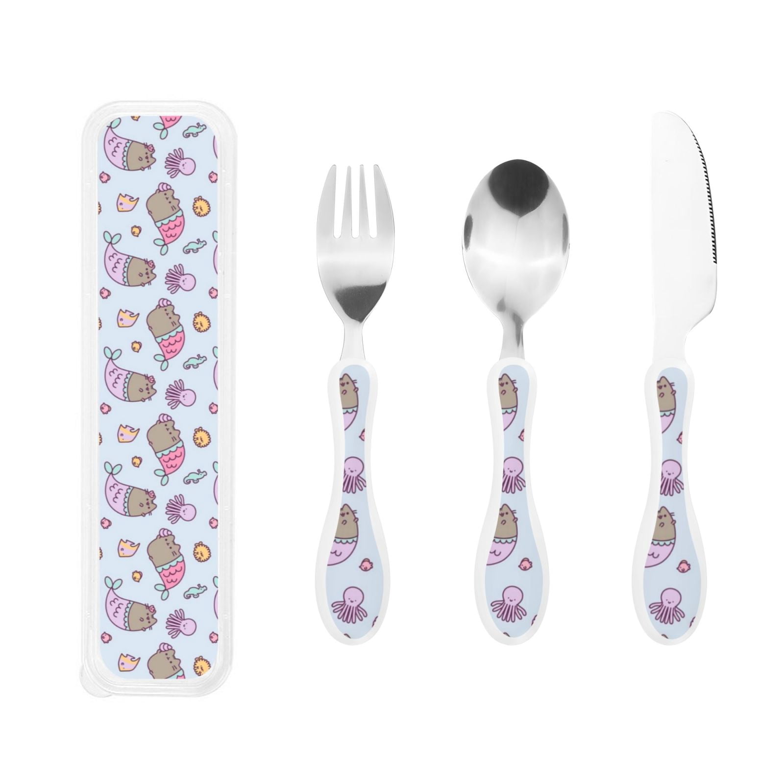 Pusheen Cat Reusable Travel Utensils Set With Case, Portable Knife Fork ...