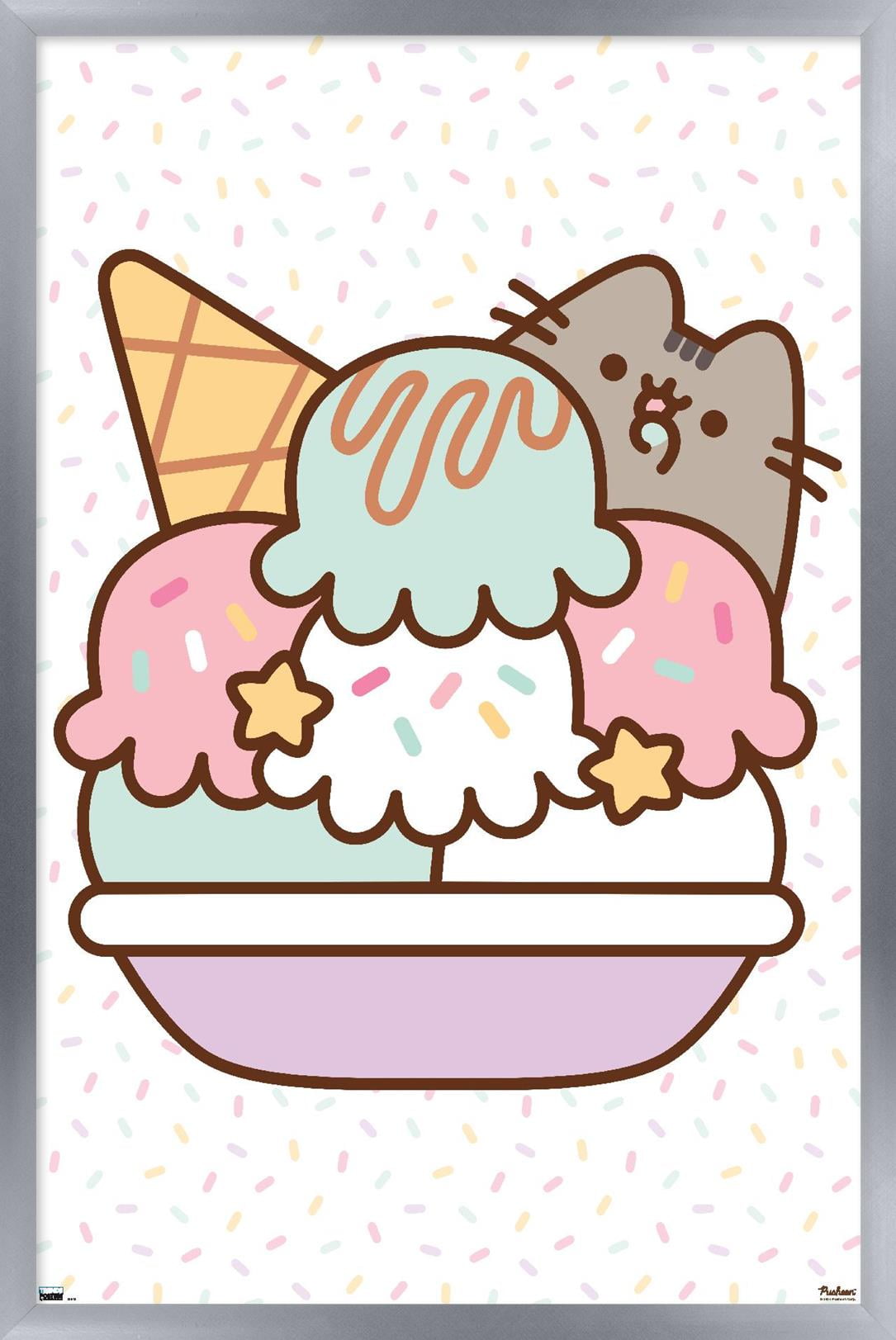 Pusheen - Ice Cream Wall Poster, 22.375" x 34" Framed - Walmart.com