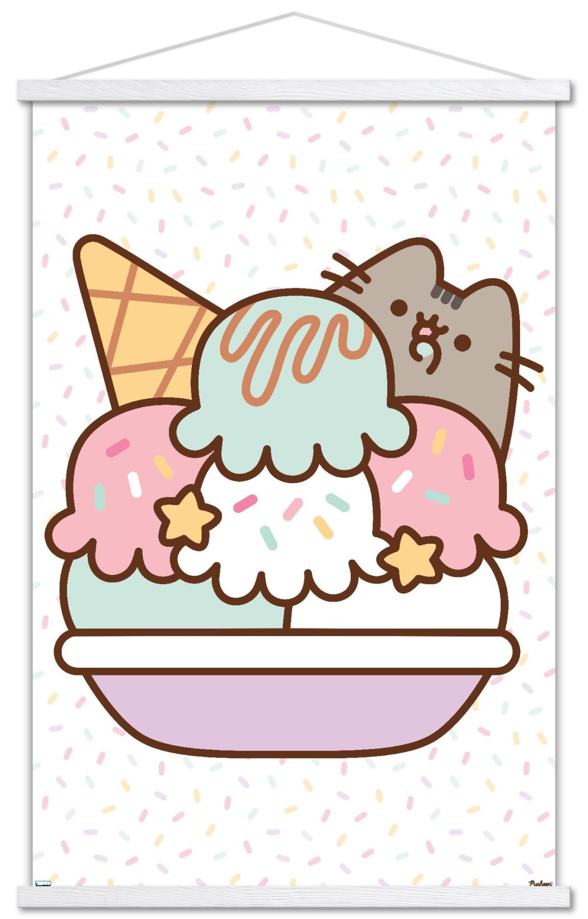 Pusheen - Ice Cream Wall Poster with Magnetic Frame, 22.375" x 34 ...