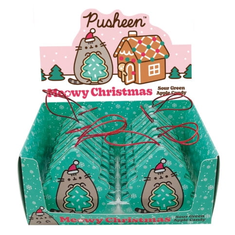 Pusheen Meowy Christmas Tin, 1.4 Ounces of Sour Green Apple Tree-Shaped ...