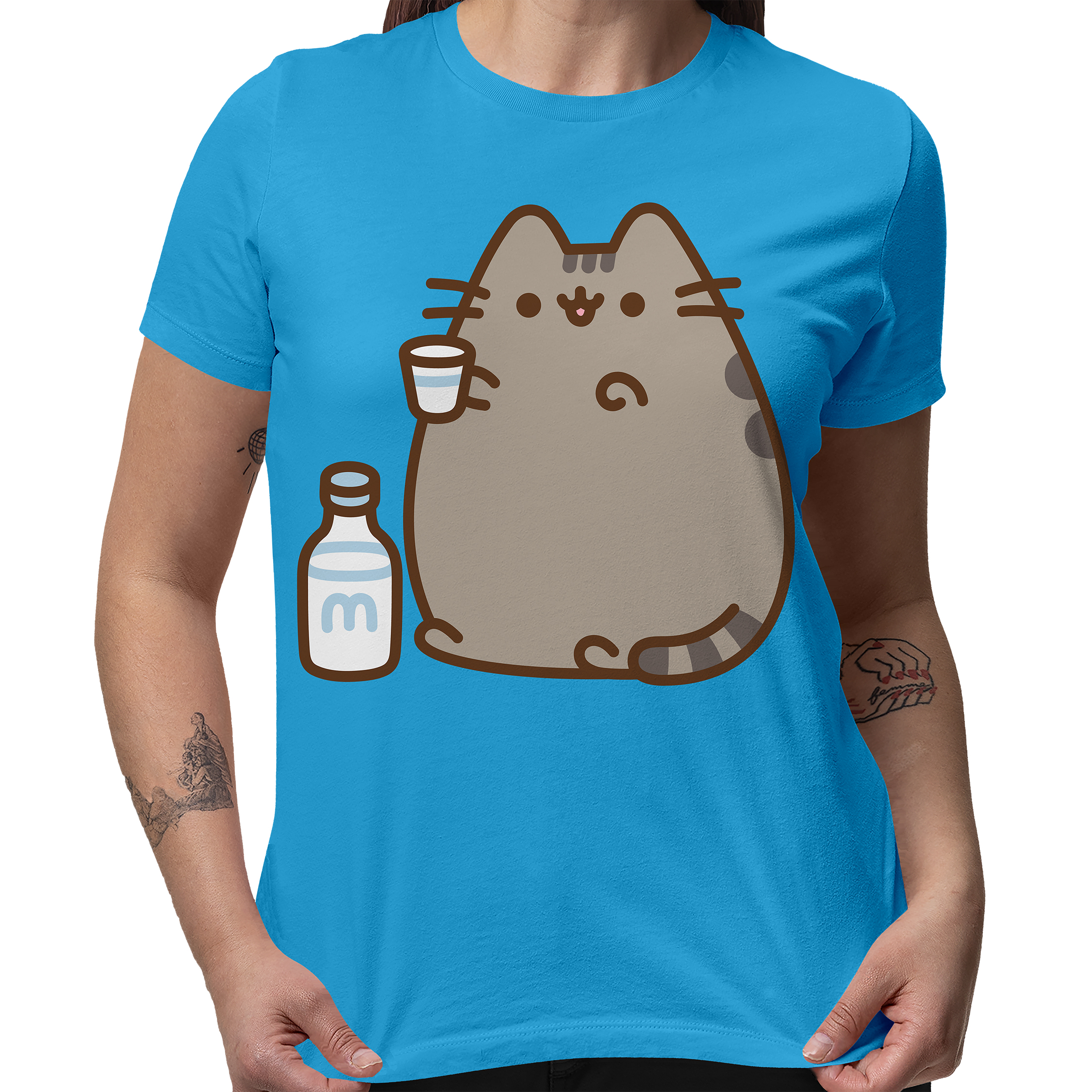 Pusheen The Cat Cheers!Mens and Womens Short Sleeve T-Shirt (Aquatic ...
