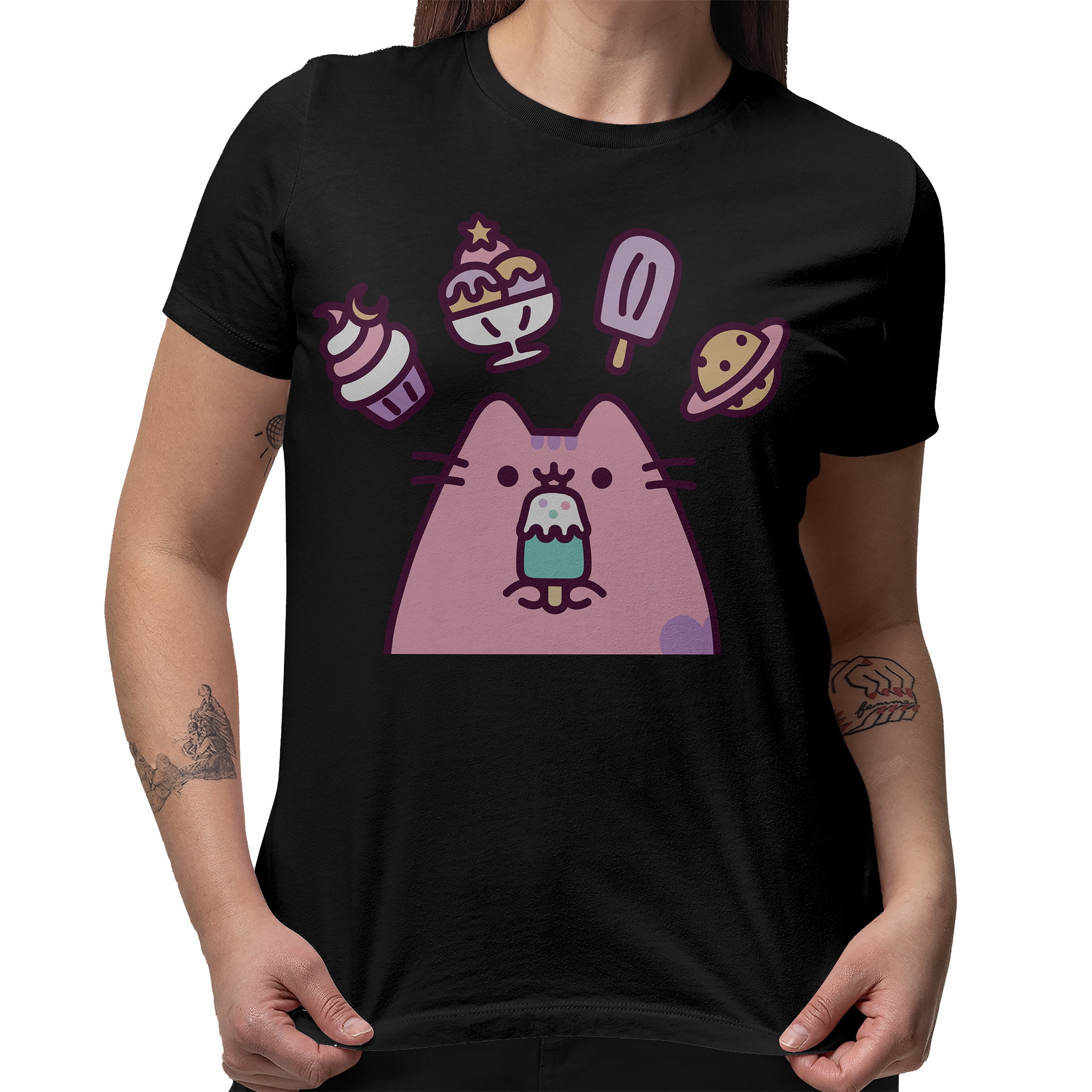 Pusheen The Cat Eating Cosmic Sweets Mens and Womens Short Sleeve T ...