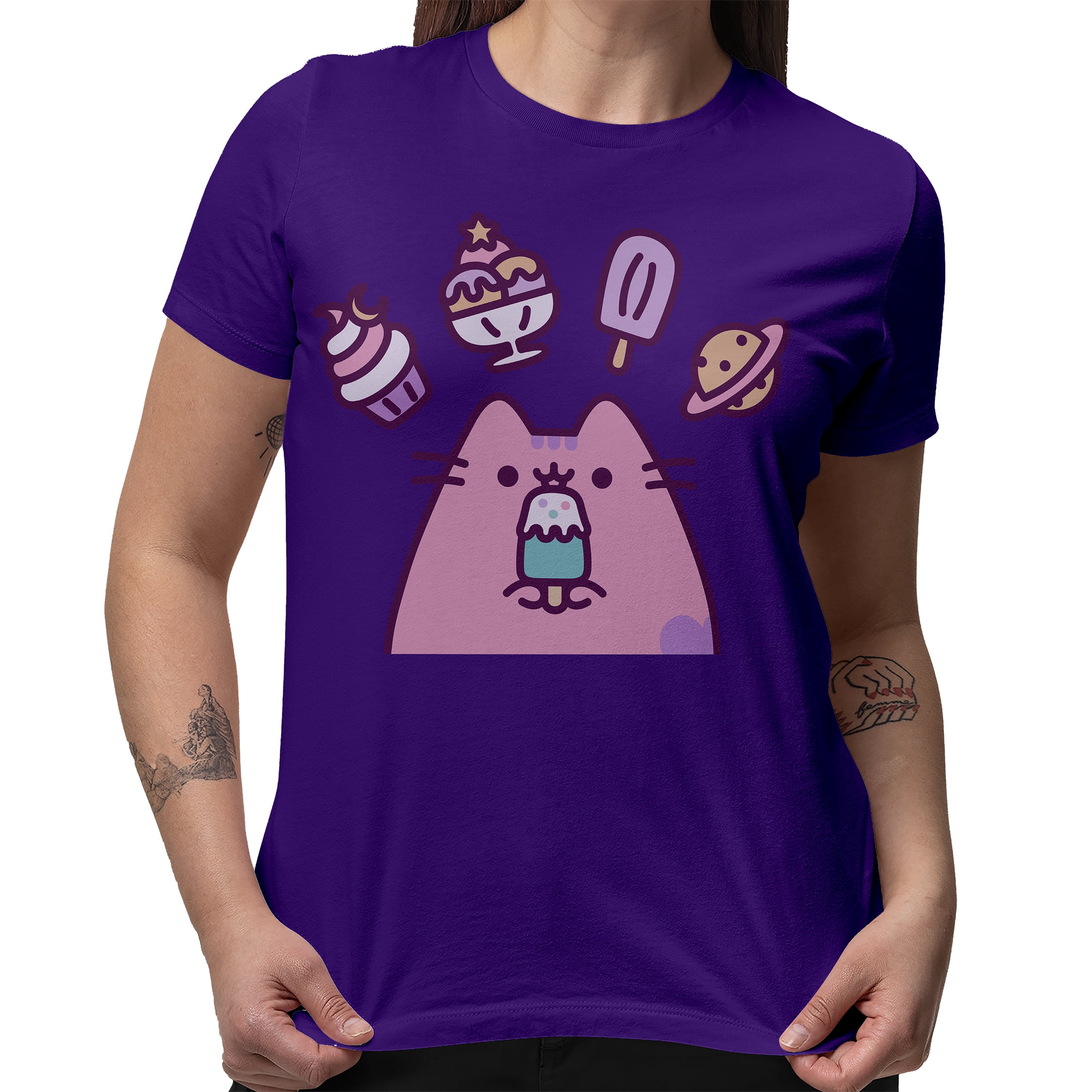 Pusheen The Cat Eating Cosmic Sweets Mens and Womens Short Sleeve T ...