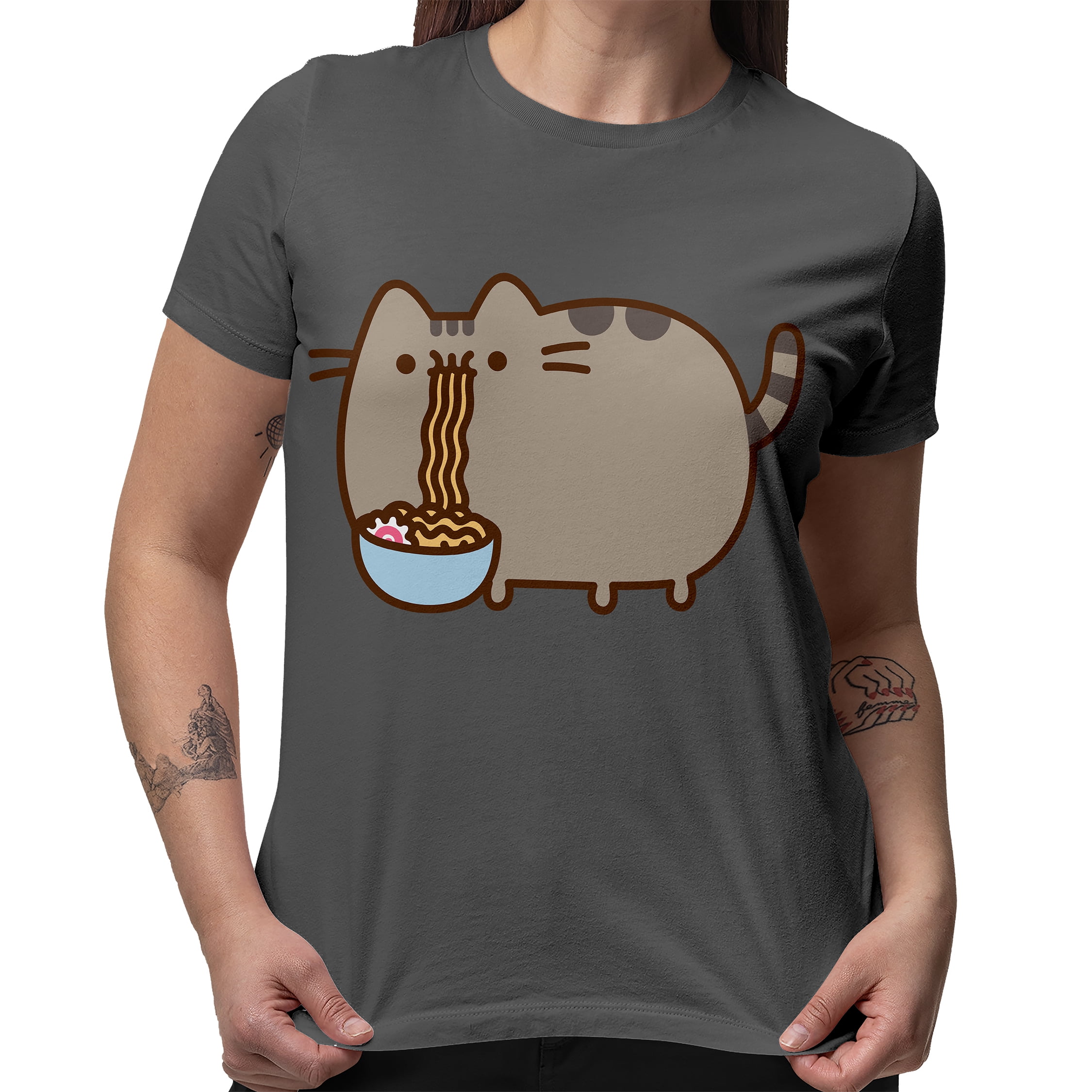 Pusheen The Cat Eating Ramen Mens and Womens Short Sleeve T-Shirt ...