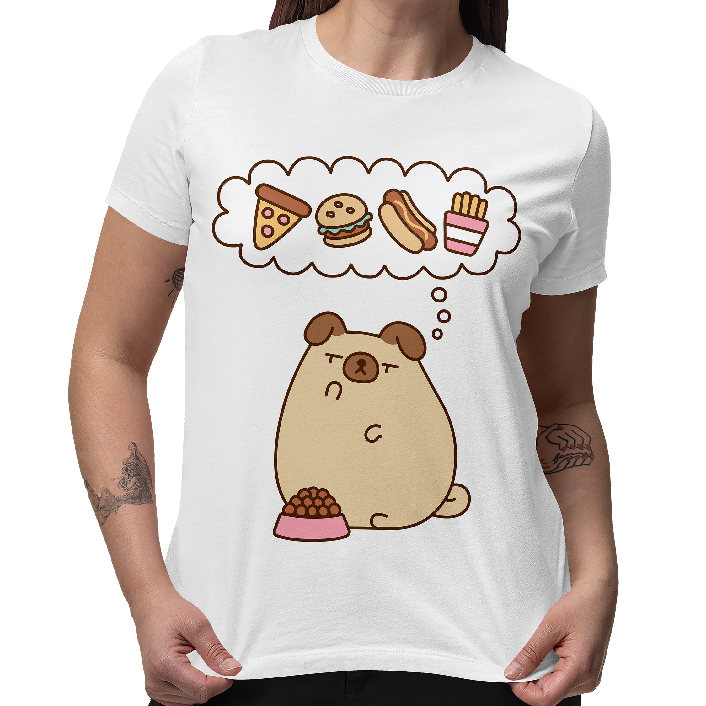Pusheen The Cat Pugsheen Craving Snacks Mens and Womens Short Sleeve T ...