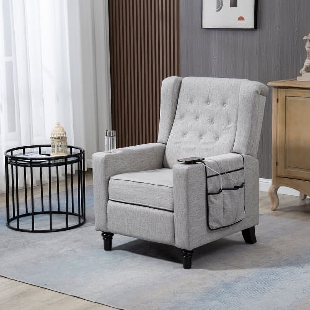 Pushing Recliner Chair, Wingback Recliner Chair Linen Push Back Accent ...