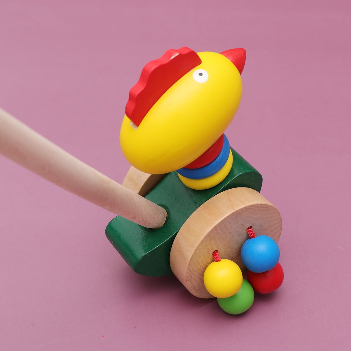 Pushing Toys Toddler Wooden Push and with Detachable Pole Cartoon Carts ...