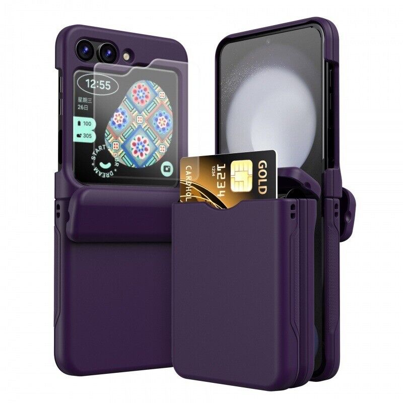 Pushtek For Samsung Galaxy Z Flip6 5 4 3 4 Hinge Case + Tempered Glass ...