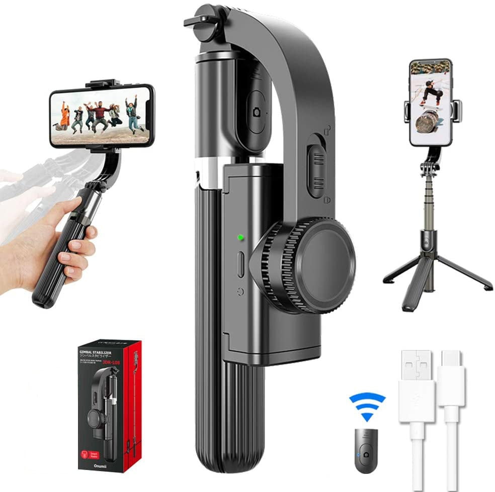 Pushtek Gimbal Stabilizer, 360° Rotation Selfie Stick Tripod with ...