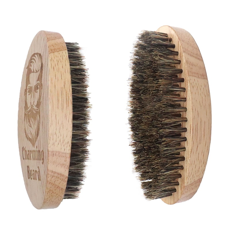 Pushtek Premium Boar Bristle Beard Brush for Men - Natural Wooden ...