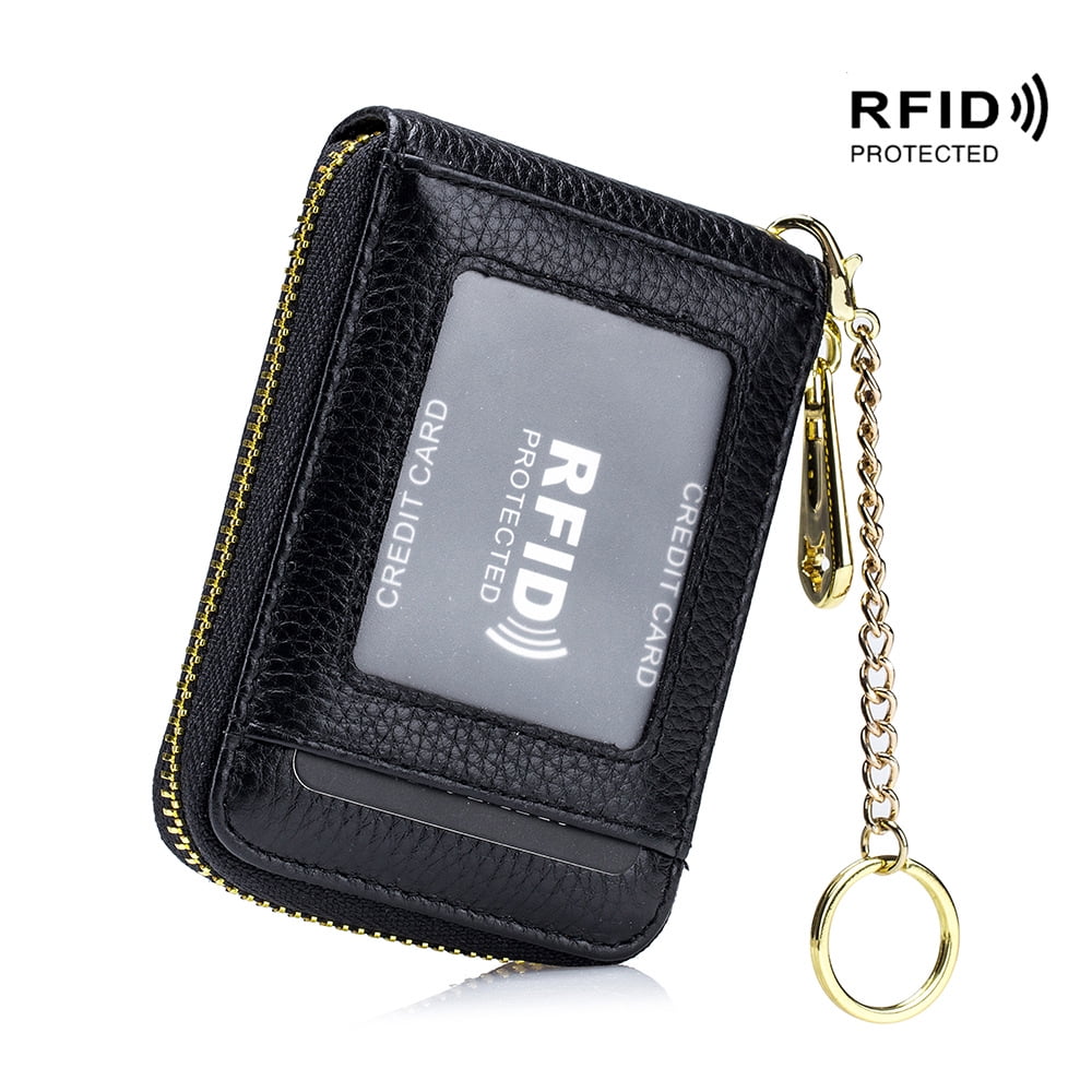 Pushtek Premium RFID Blocking Card Holder Wallet - Secure Zip Around ...