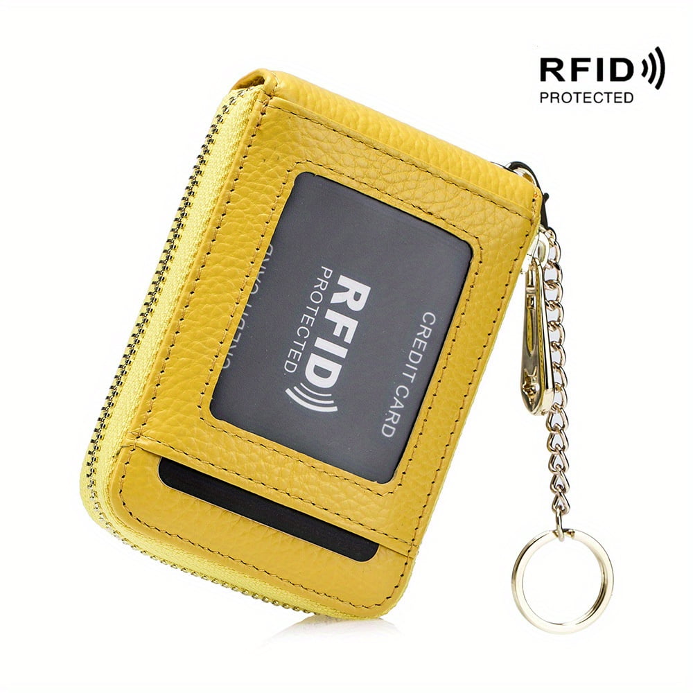 Pushtek Premium RFID Blocking Card Holder Wallet - Secure Zip Around ...