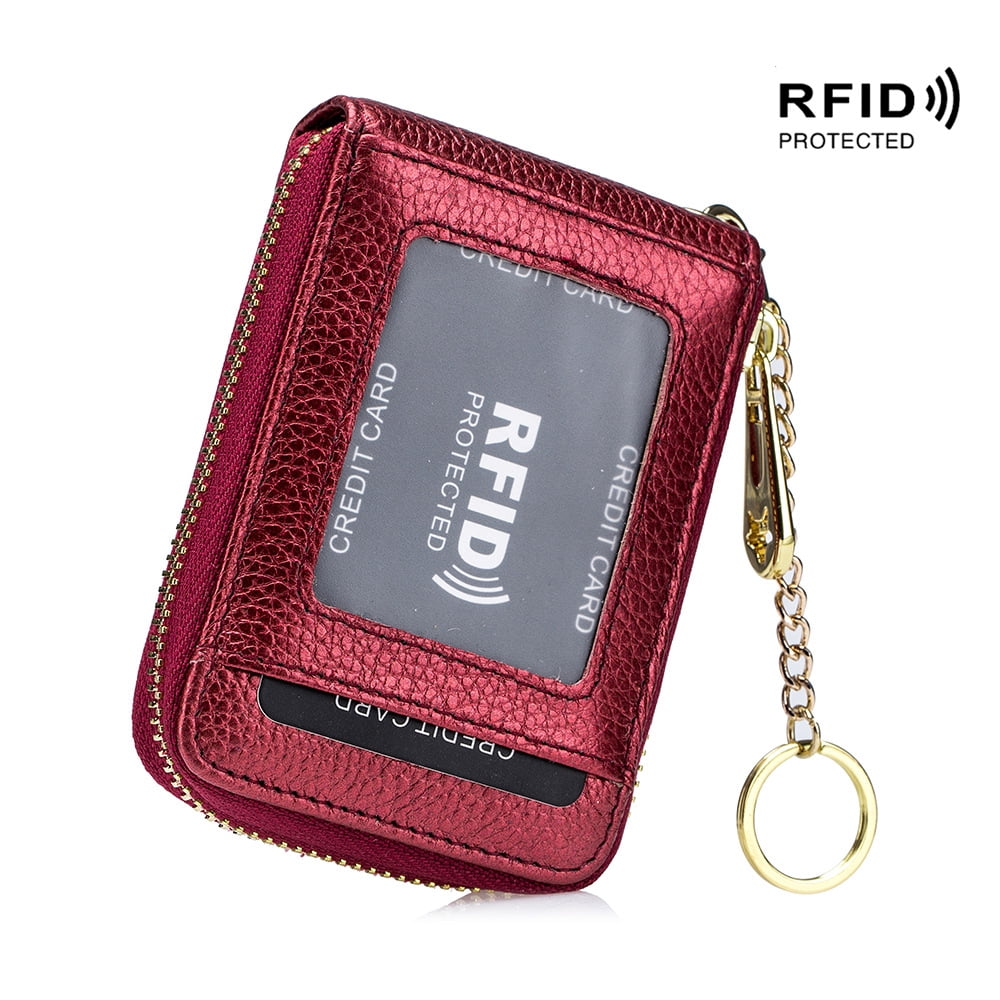 Pushtek Premium RFID Blocking Card Holder Wallet - Secure Zip Around ...