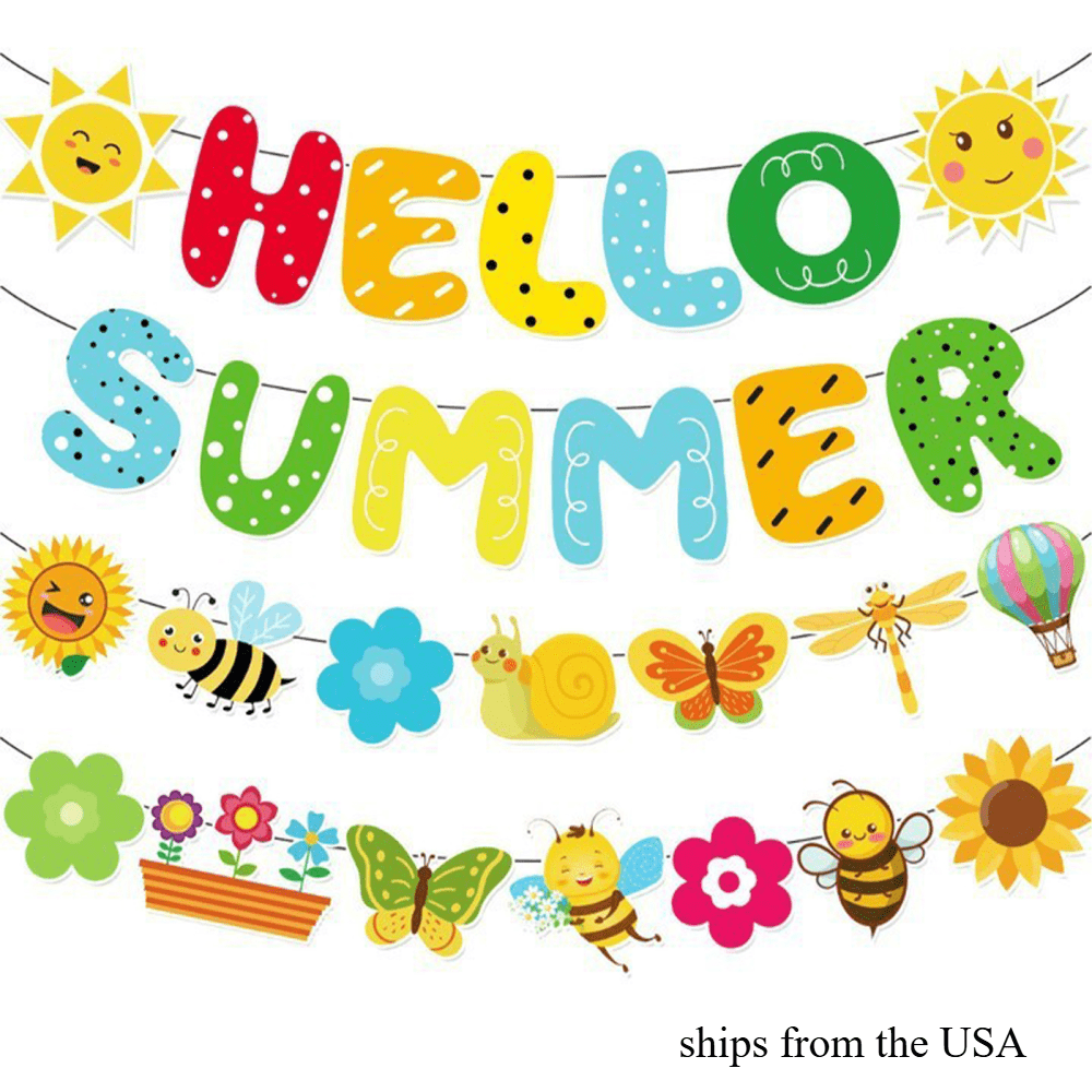 Pusili 27pcs Hello Summer Banner Summer Party Decorations, Happy Summer ...