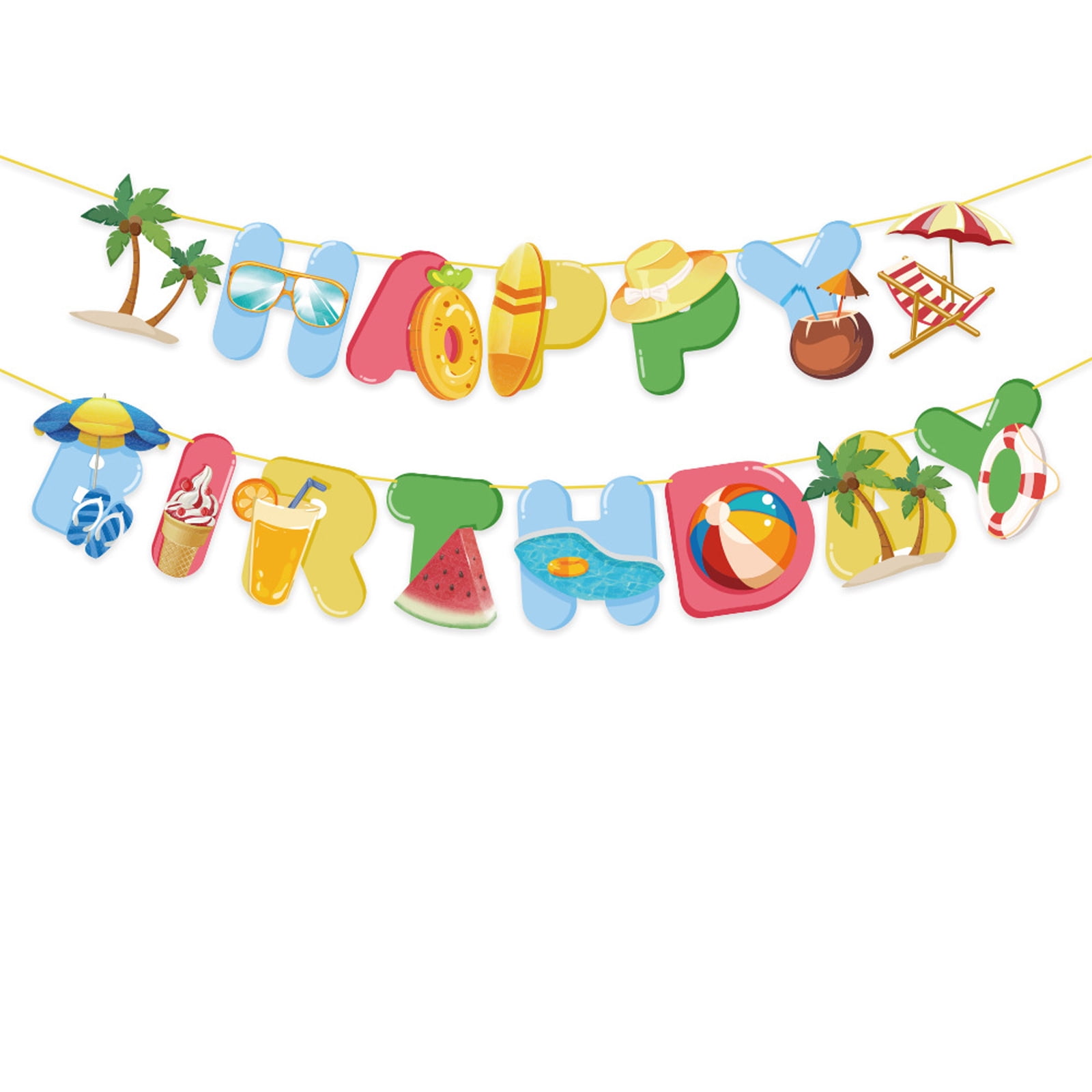 Pusili Beach Happy Birthday Banner Pool Party Supplies Hawaiian Beach ...