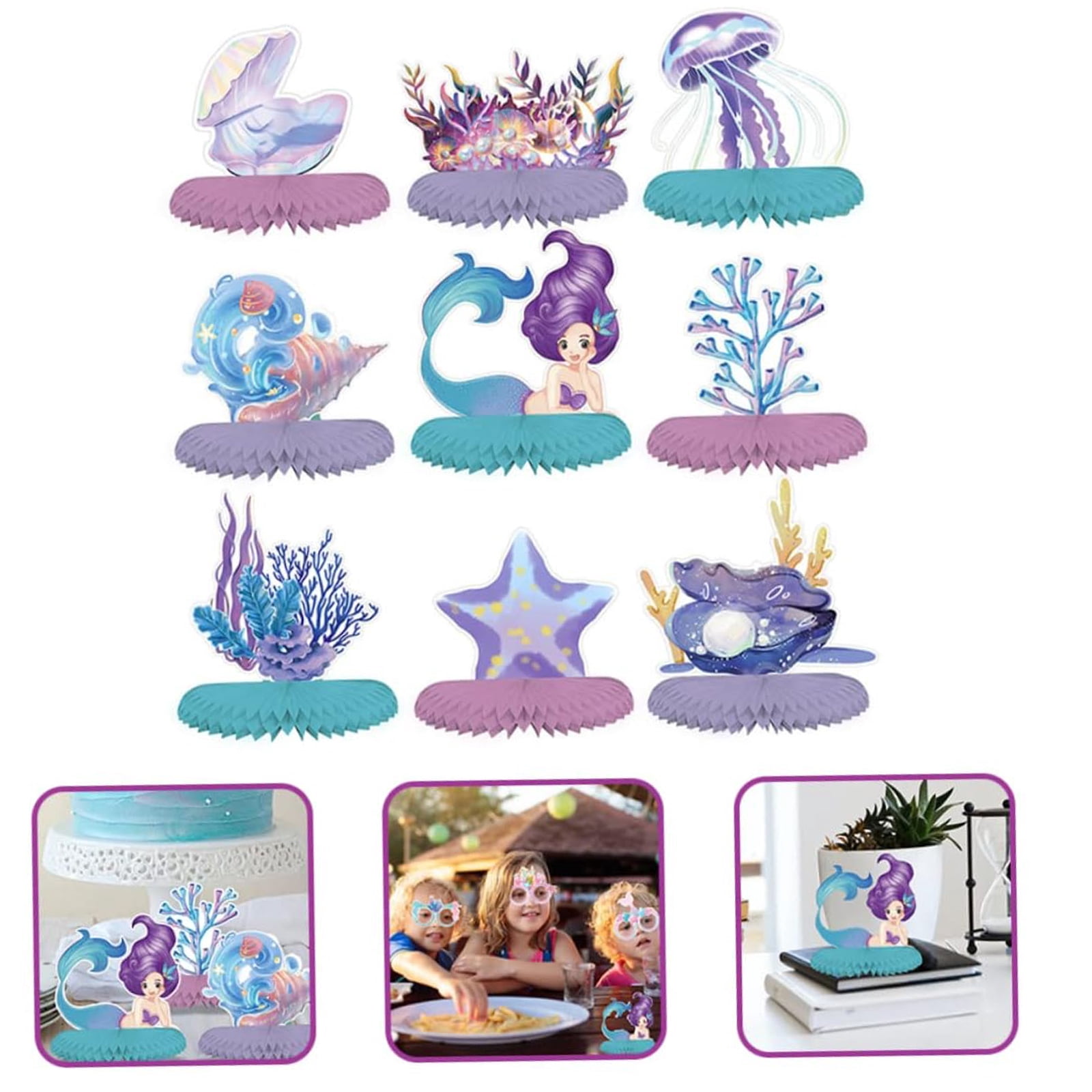 Pusili Mermaid Party Decorations, Honeycomb Table Centerpieces Party ...