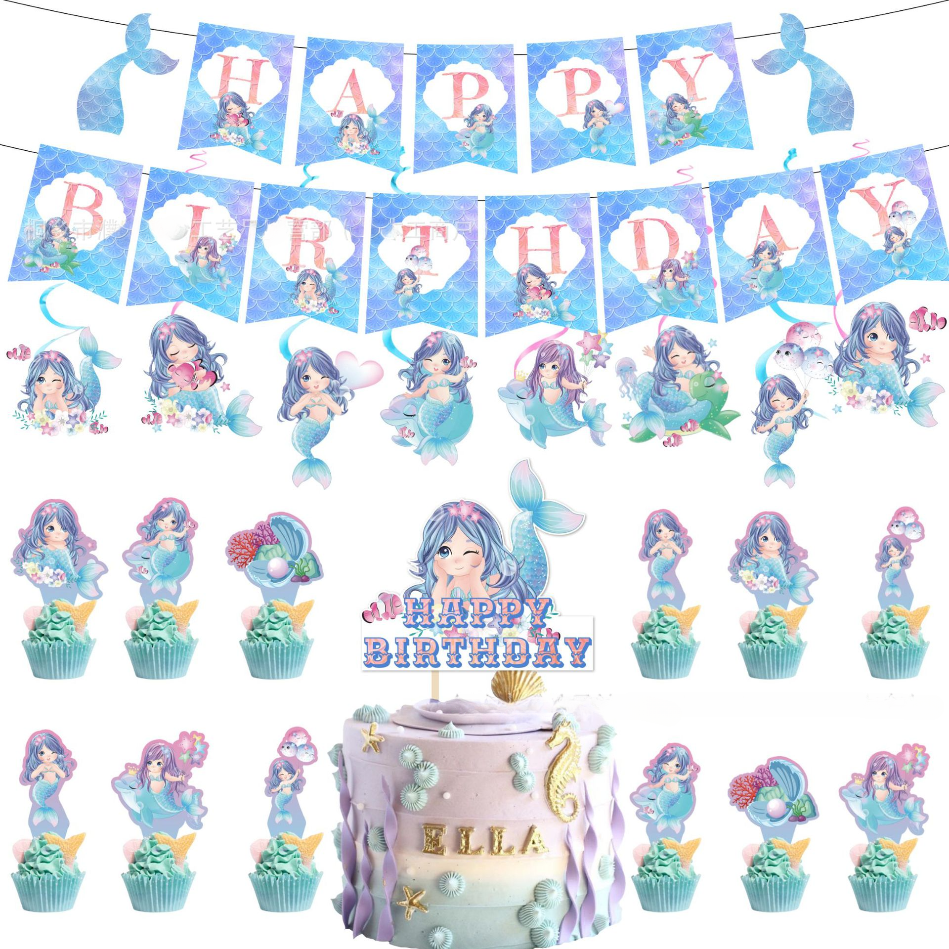 Pusili Mermaid Party Decorations, Honeycomb Table Centerpieces Party ...