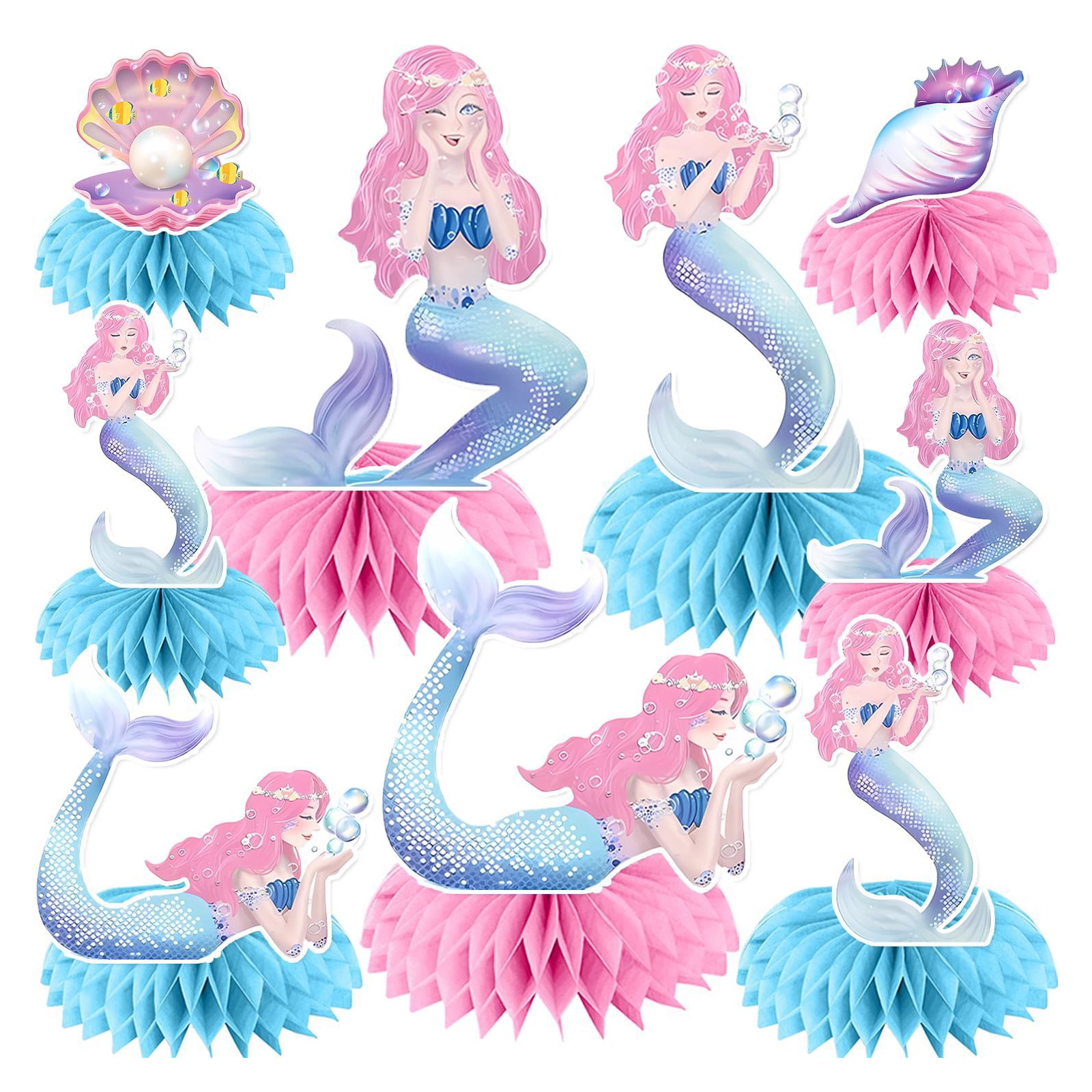Pusili Mermaid Party Decorations, Honeycomb Table Centerpieces Party ...