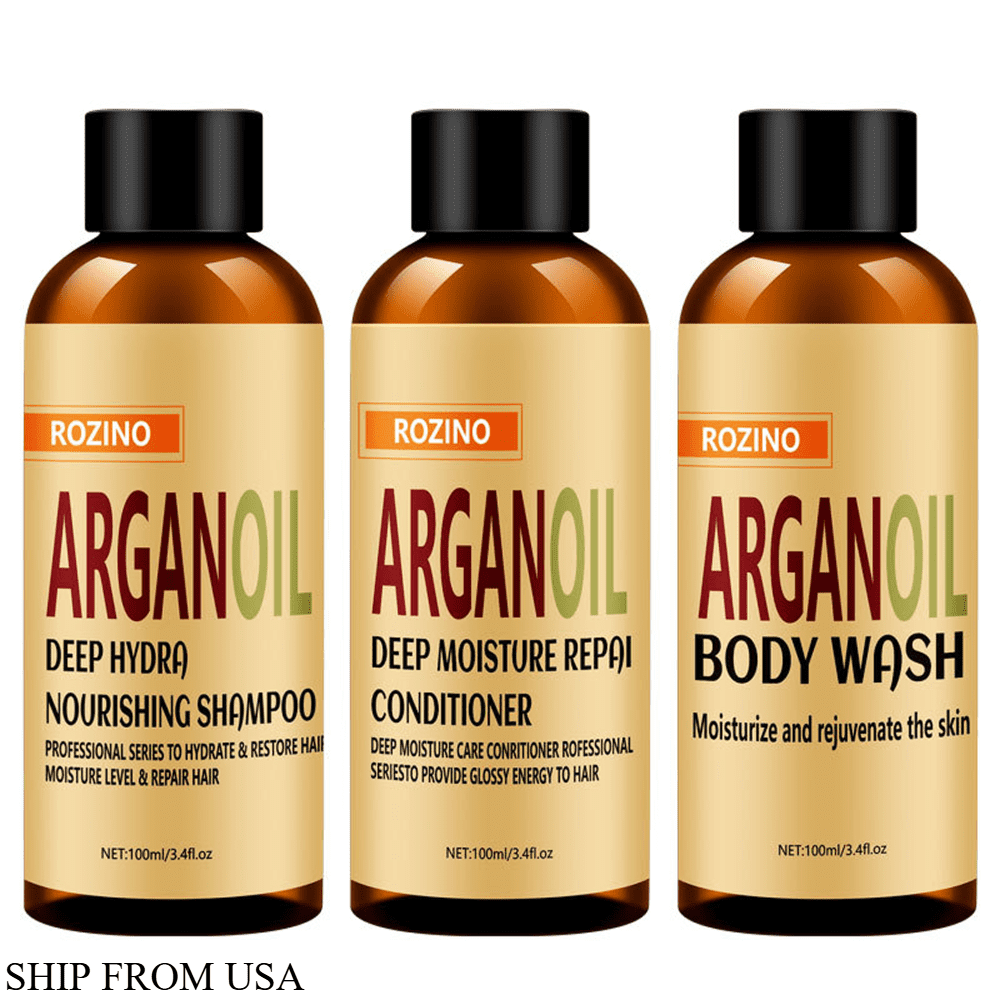 Pusili Pure Natural Moroccan Argan Oil Shampoo and Conditioner Set and ...