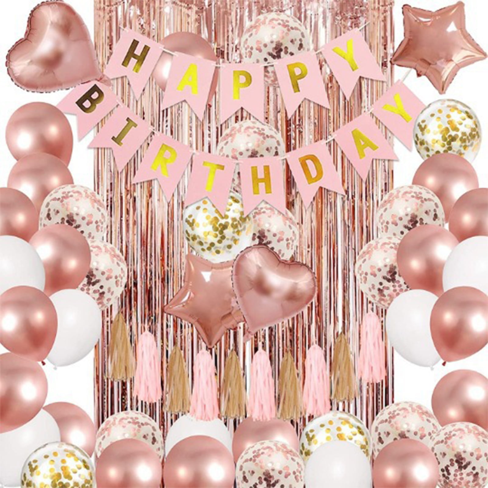 Pusili Rose Gold Birthday Party Decorations, Rose Gold Happy Birthday ...