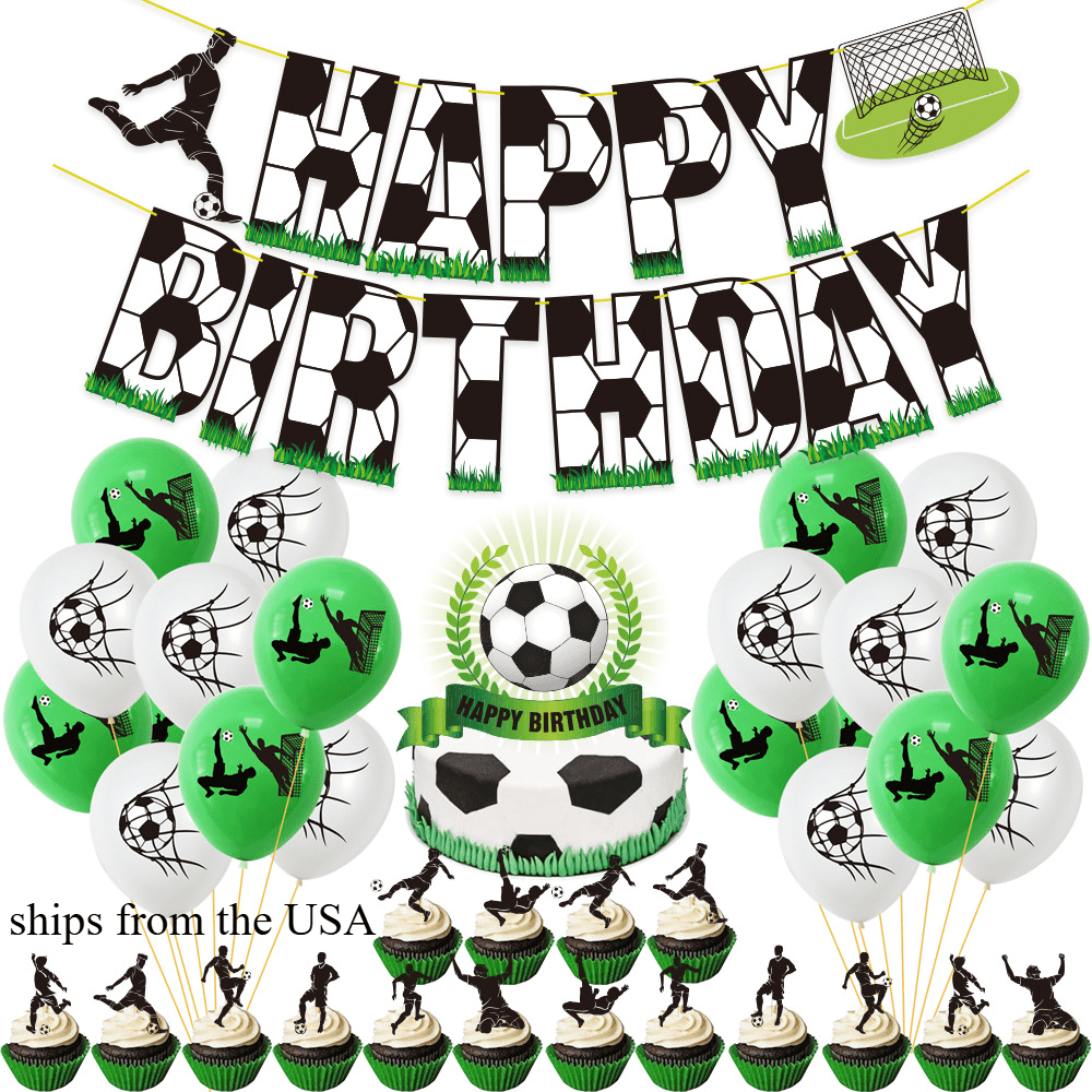 Pusili Soccer Birthday Party Decorations, Soccer Happy Birthday Banner ...