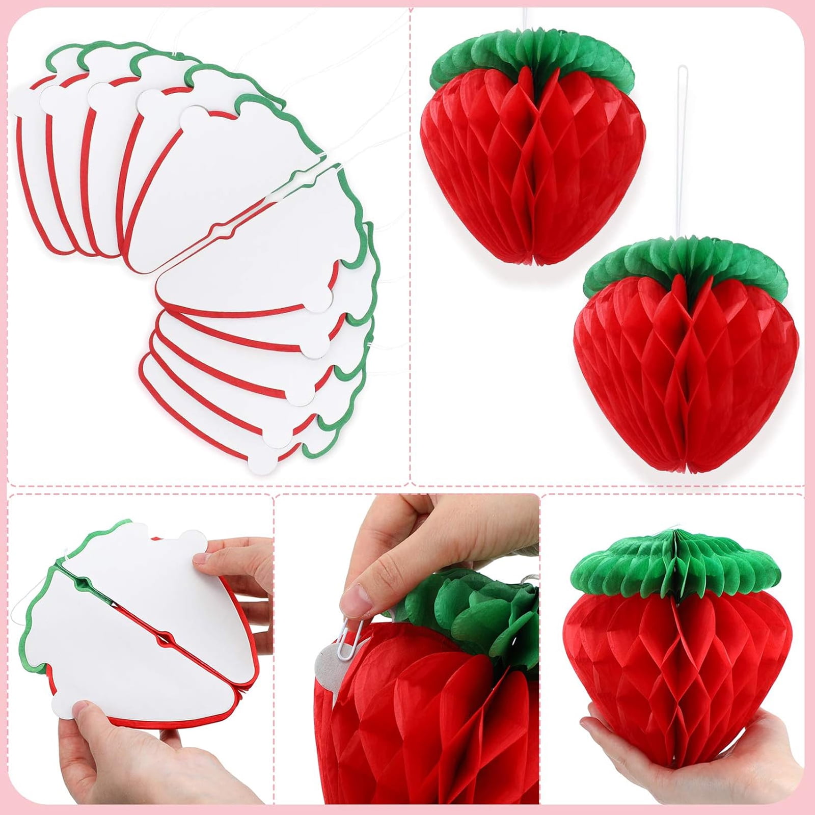 Pusili Strawberry Honeycomb Centerpieces Decorations for Party Supplies ...