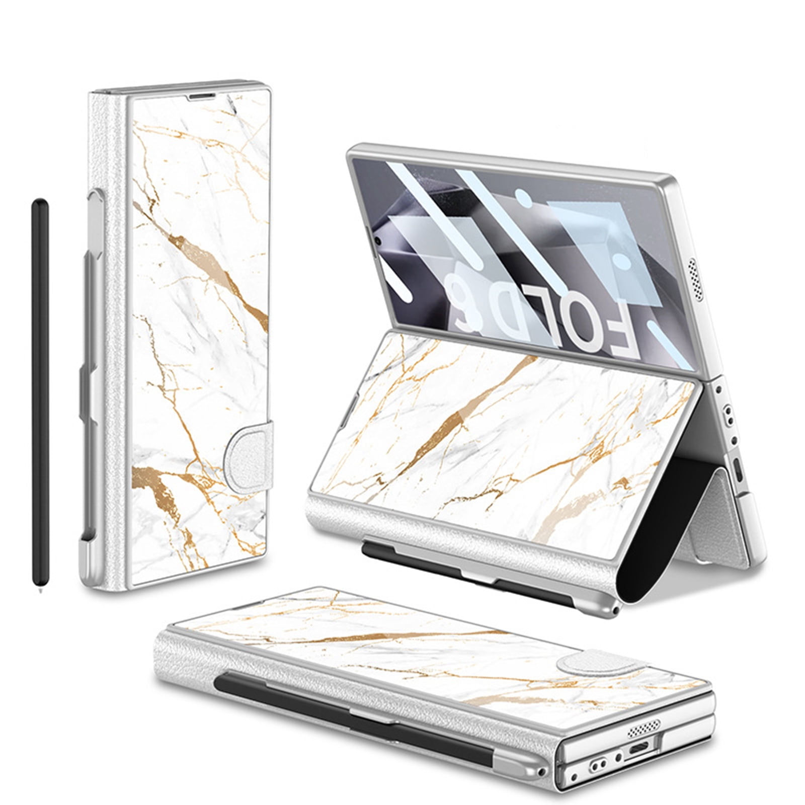 Pusili for Samsung Galaxy Z Fold 6 Case with Pen Holder & Stand Built ...