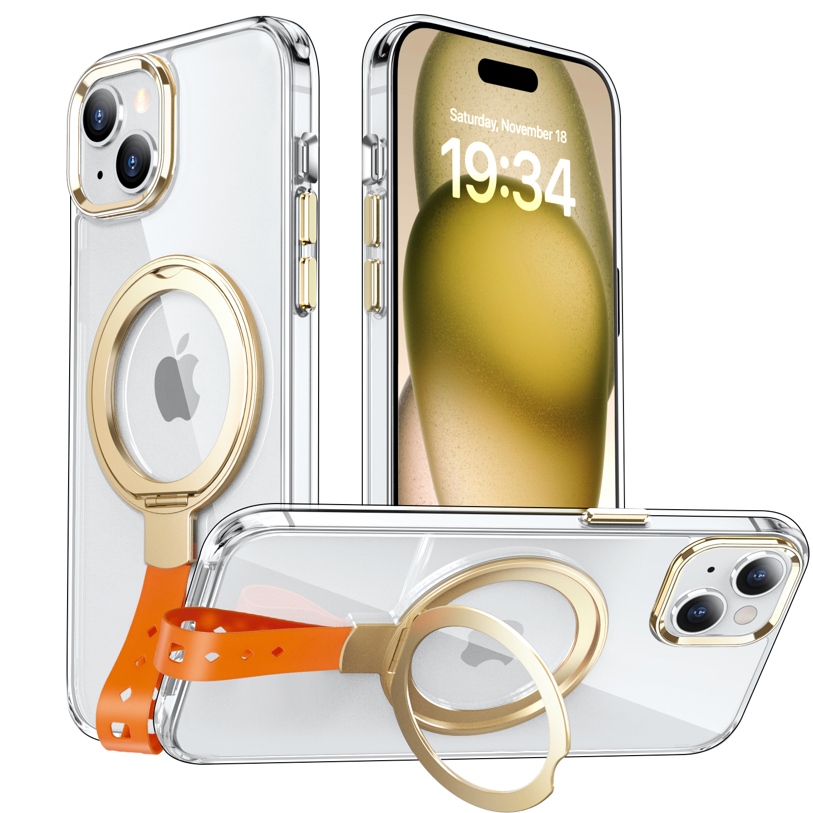 Pusili for iPhone 15 ProMax Pro Plus Clear Case with Rotatable Magnetic ...