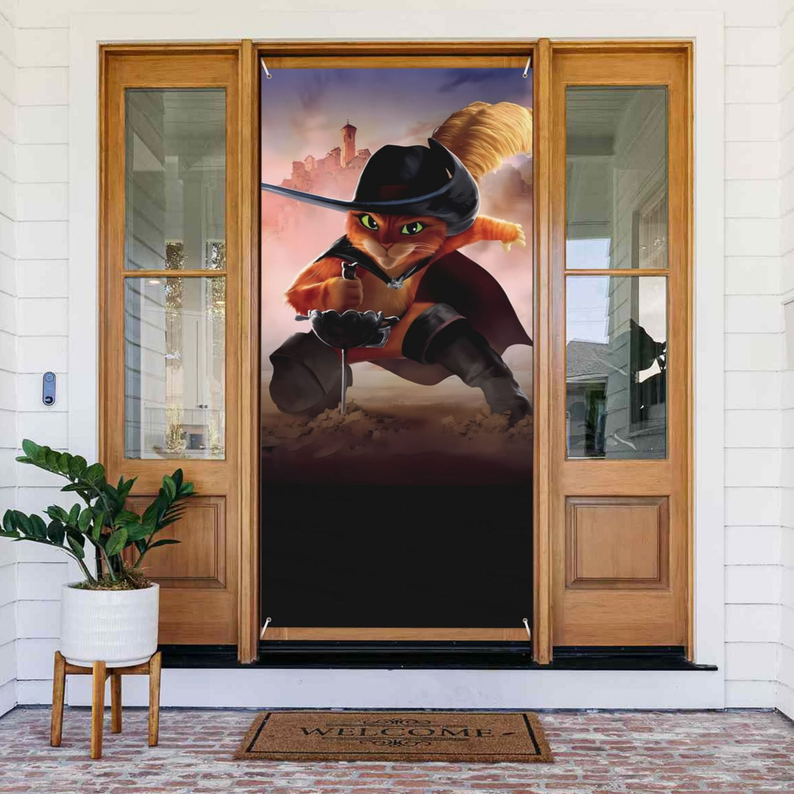 Puss In Boots Door Decoration Banner,Decorations Outdoor Front Porch ...