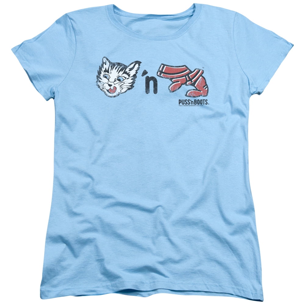 Puss N Boots Rebus Logo Women's T-Shirt Light Blue - Walmart.com