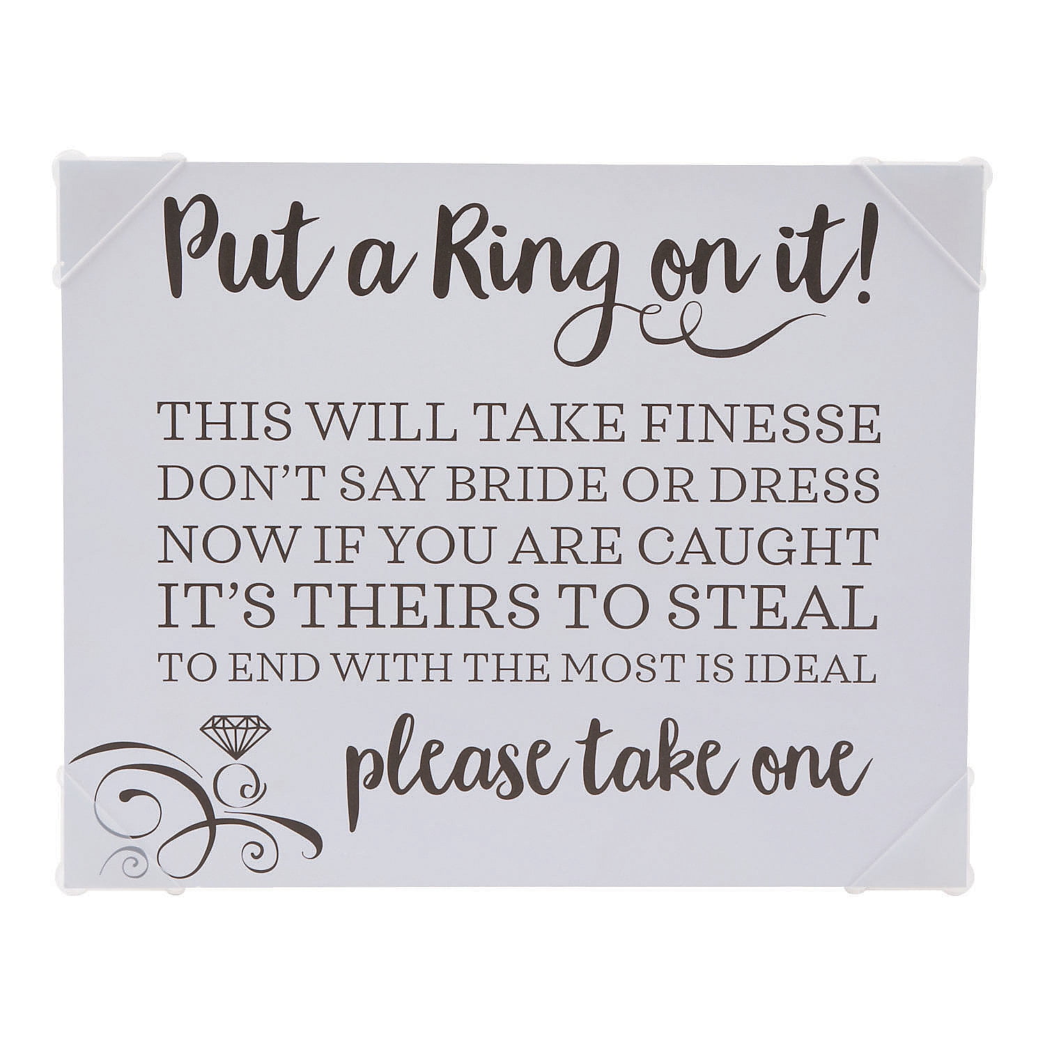 Put A Ring On It Bridal Shower Game Sign - Party Favors - 1 Piece ...
