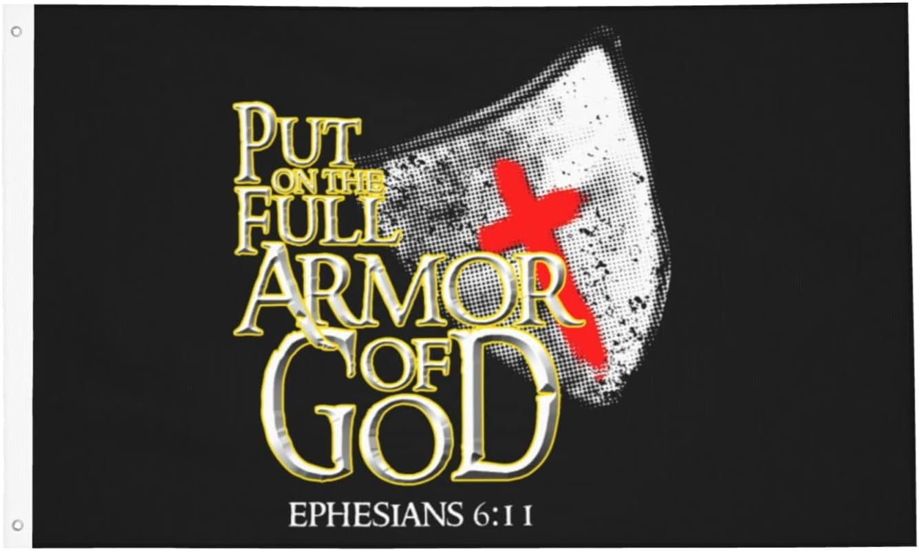 Put On The Full Armor Of God Christian Religious Banner With Metal ...